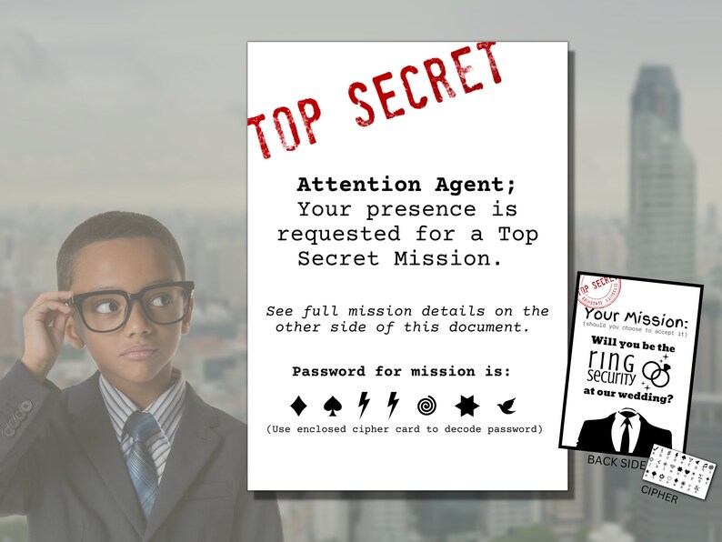Ring Security/ring Bearer Top Secret Mission Card | INSTANT DOWNLOAD ...