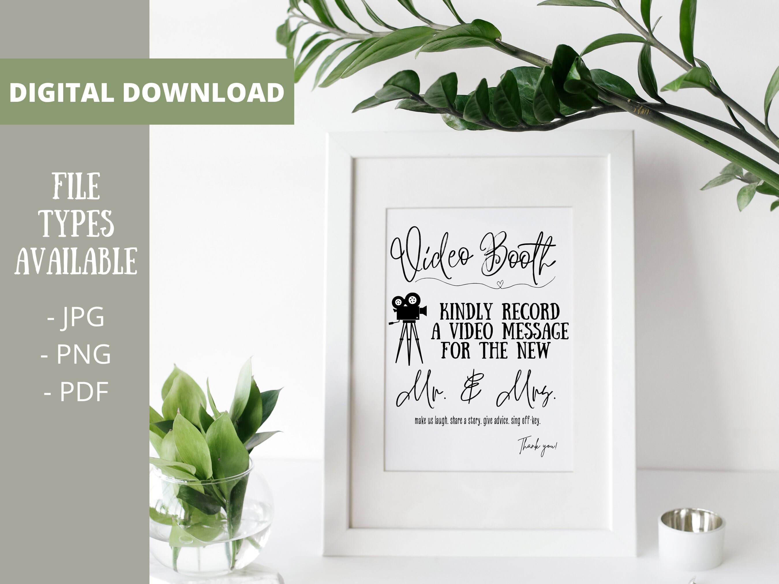 Video Booth Wedding Sign Guest Book/photo Booth Alternative Printable ...