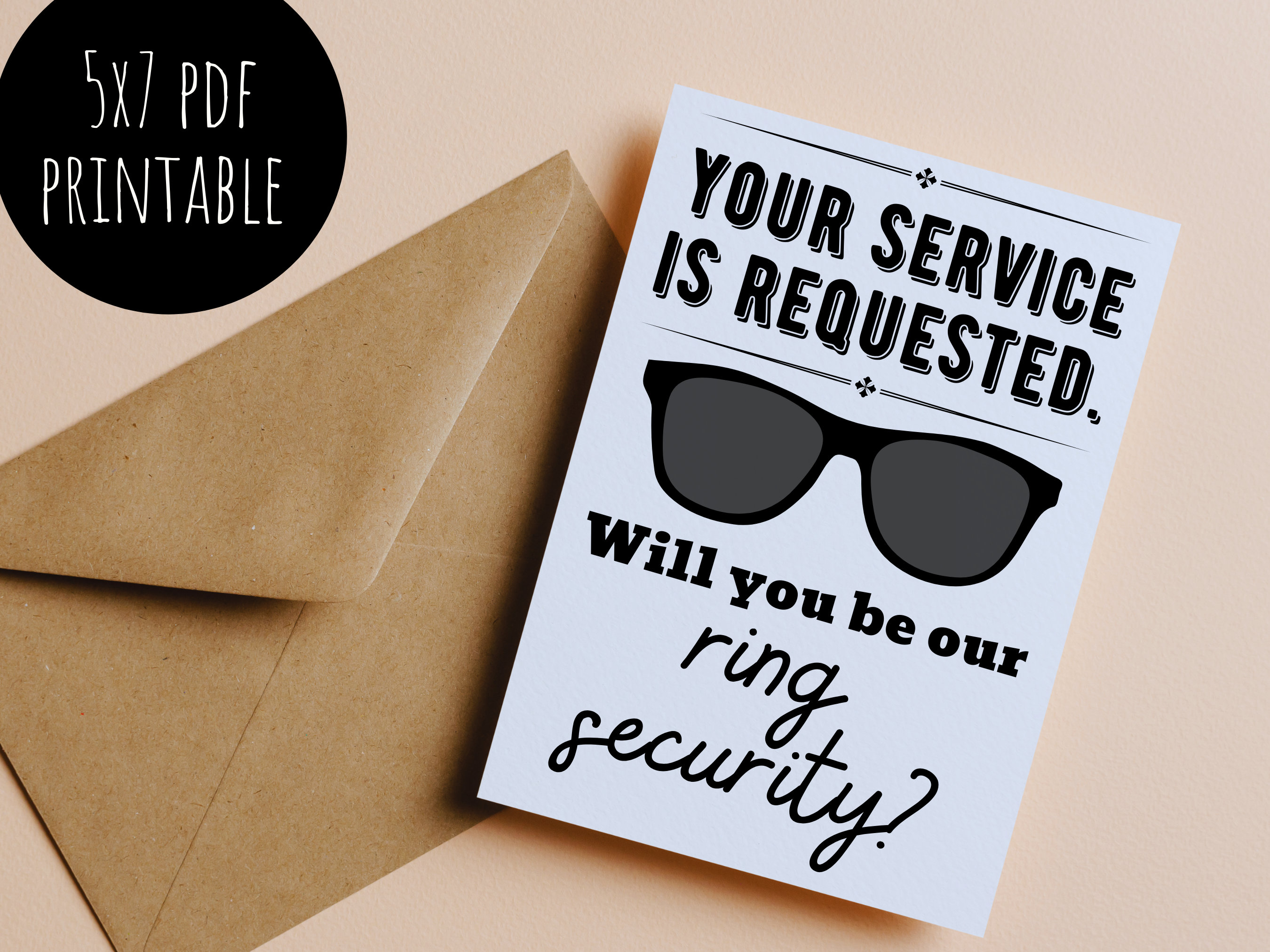 Ring Security Card Printable for Wedding Ring Security Proposal or Ring ...