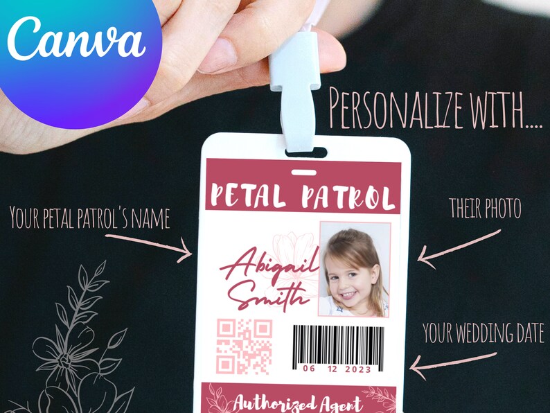 Petal Patrol ID Badge Template for Flower Girl Wedding Proposal - Etsy