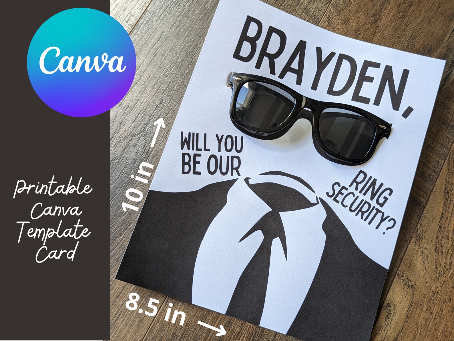 Ring Security Card: Sunglasses Proposal, Canva Template (printable) - Etsy