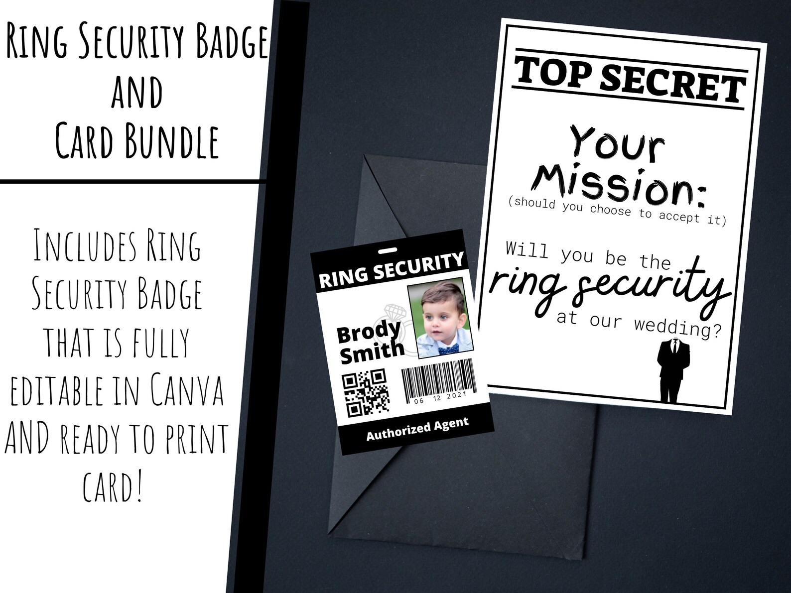 Ring Security Badge and Card Bundle - Template and Printable - Etsy