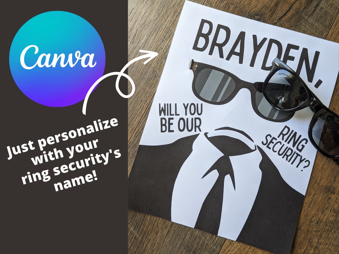 Ring Security Card: Sunglasses Proposal, Canva Template (printable) - Etsy