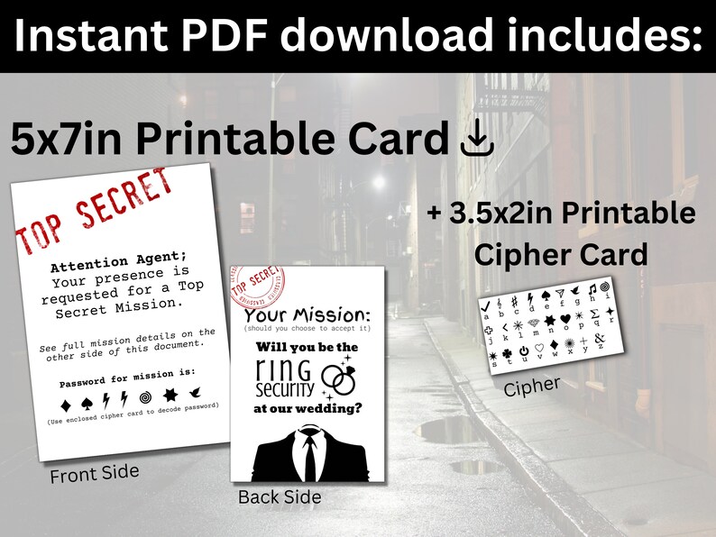 Ring Security/ring Bearer Top Secret Mission Card | INSTANT DOWNLOAD ...
