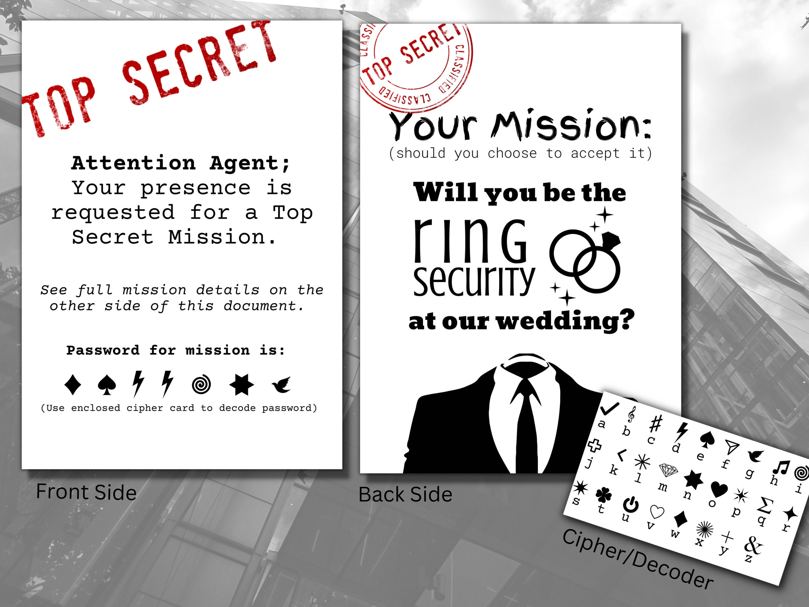 Ring Security/ring Bearer Top Secret Mission Card | INSTANT DOWNLOAD ...