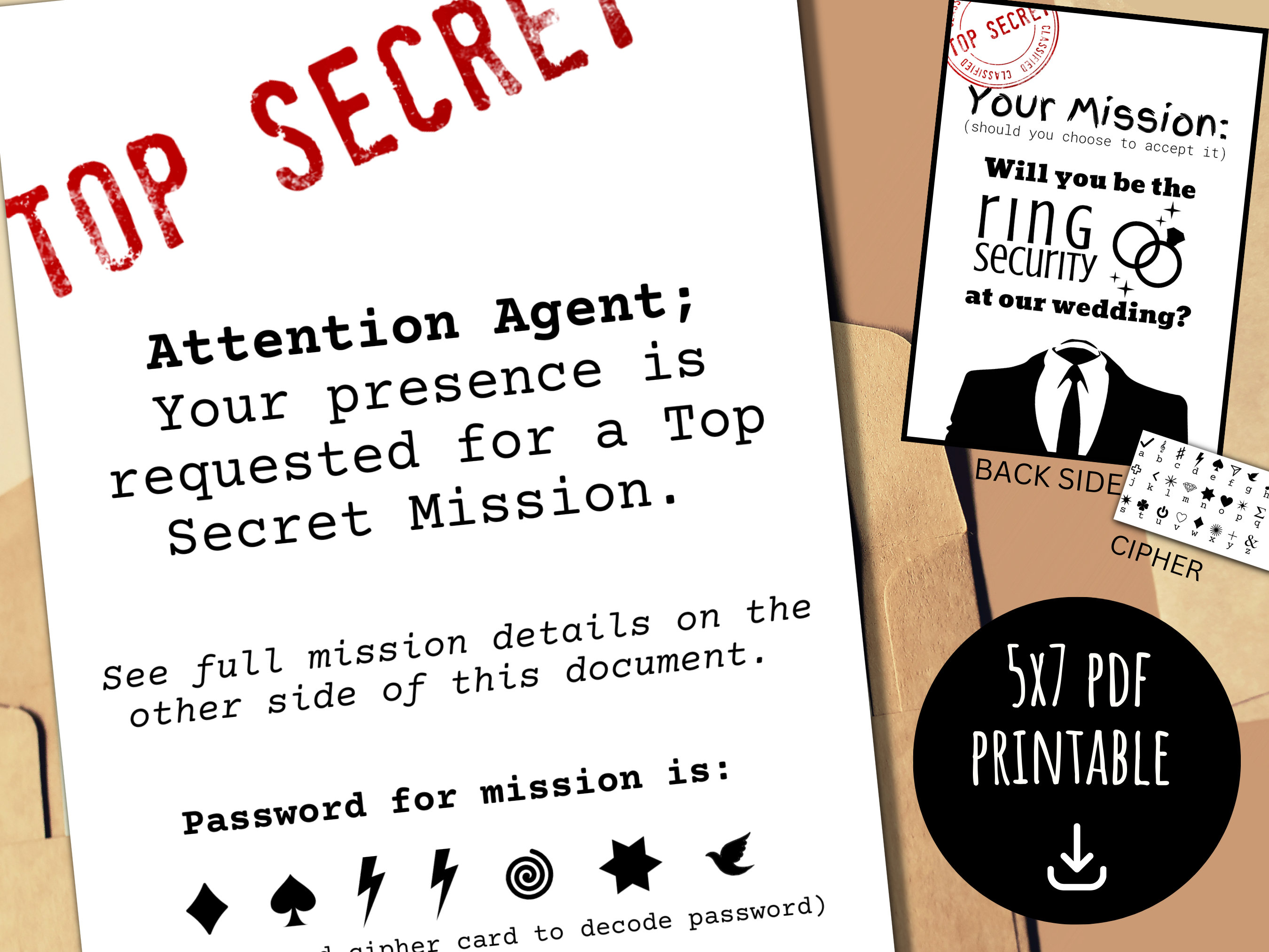 Ring Security/ring Bearer Top Secret Mission Card | INSTANT DOWNLOAD ...
