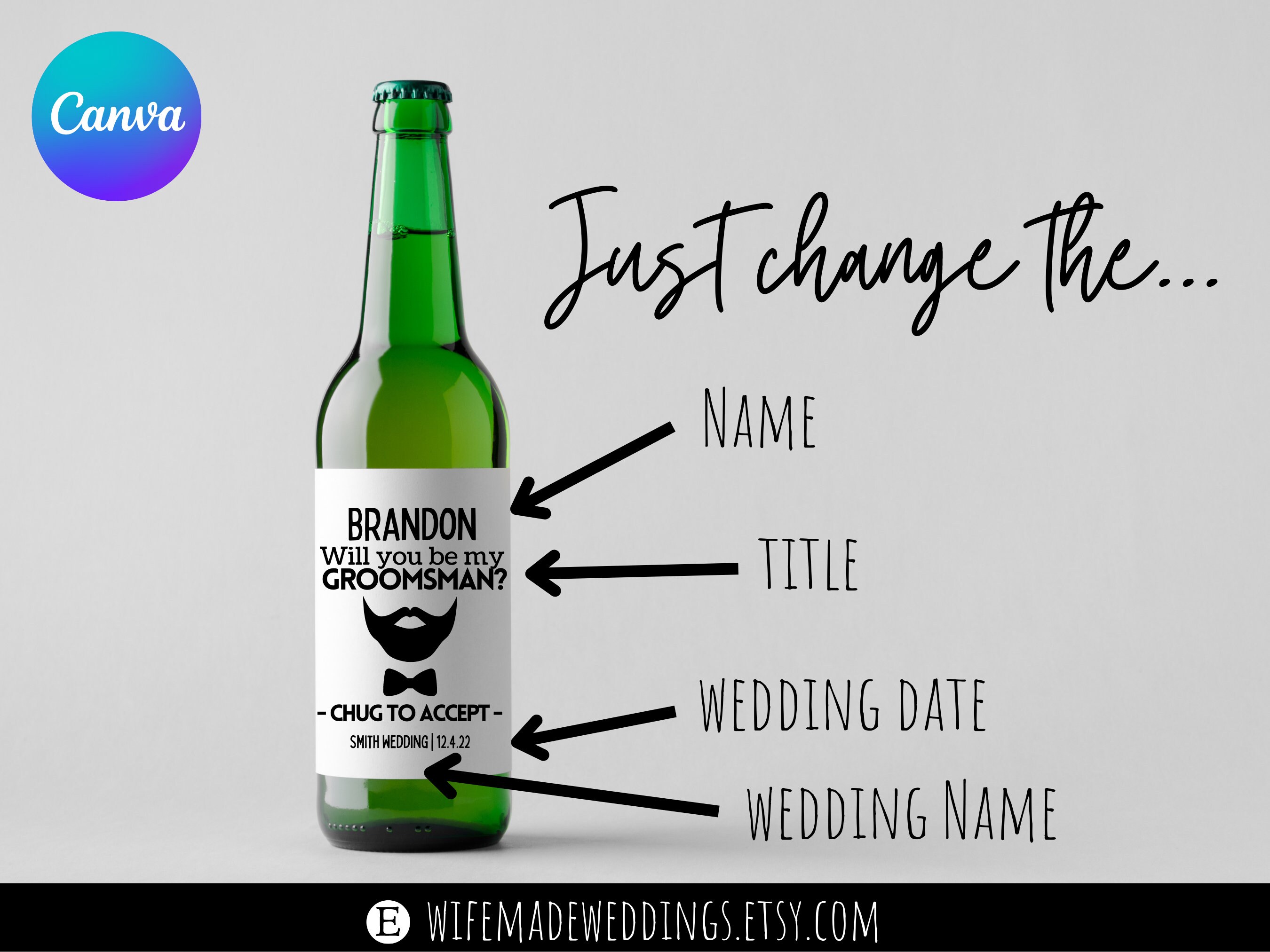 Groomsmen Proposal Beer Bottle Label TEMPLATE - Personalize for Wedding ...