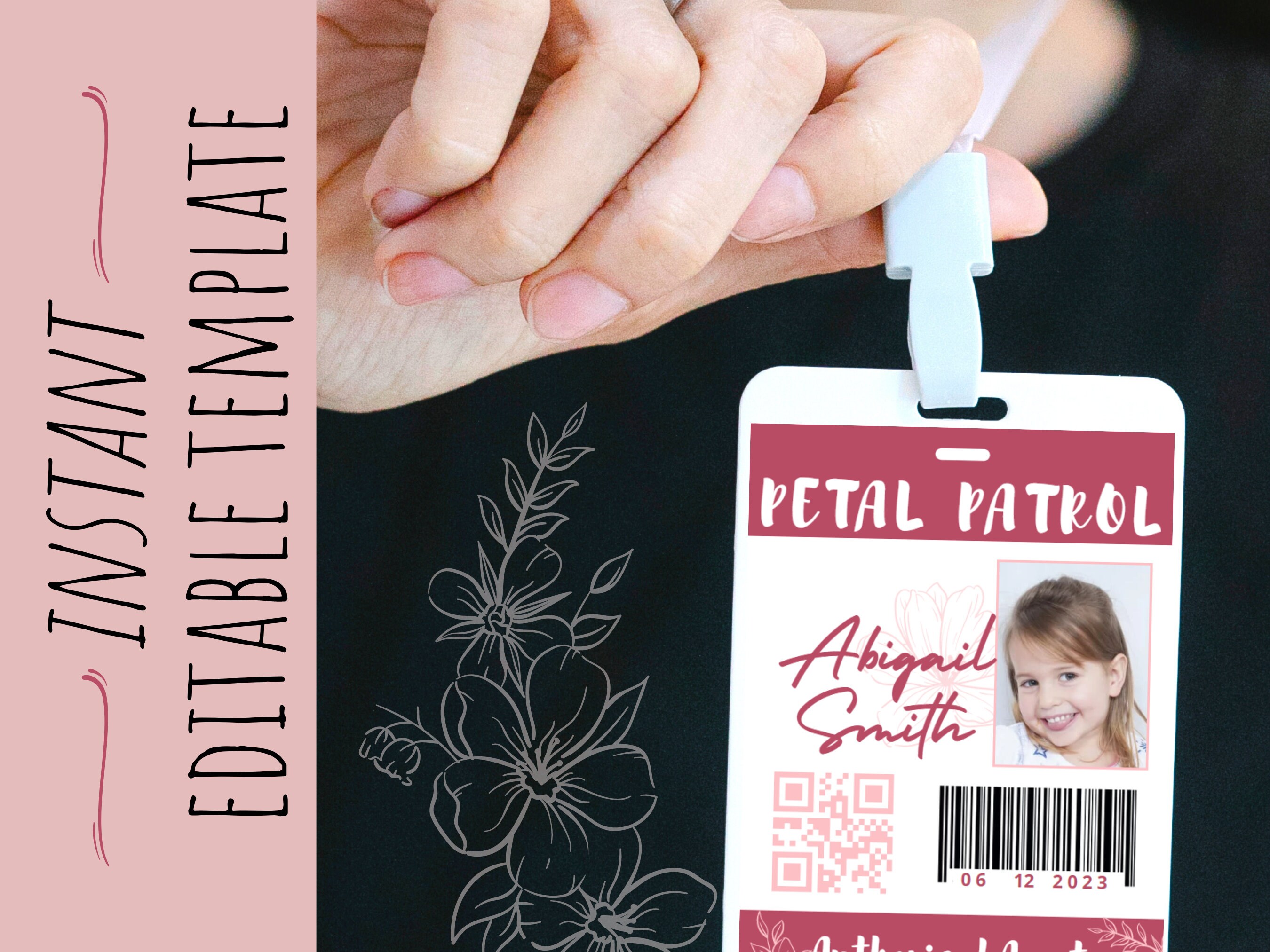 Petal Patrol ID Badge Template for Flower Girl Wedding Proposal - Etsy