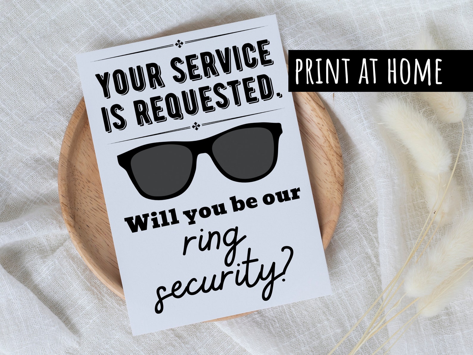 Ring Security Card: Wedding Ring Bearer Proposal (instant PDF Download ...
