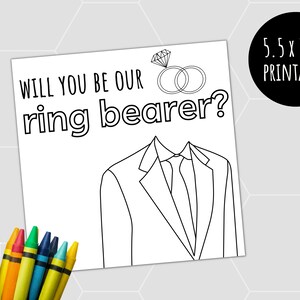 Ring Bearer Proposal Coloring Card: Wedding Party Request (PDF ...
