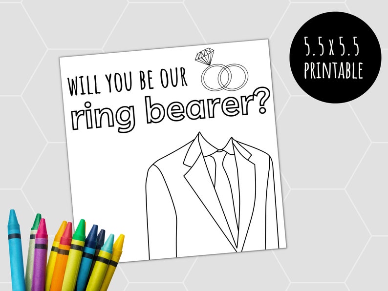 Ring Bearer Proposal Coloring Card: Wedding Party Request (PDF ...