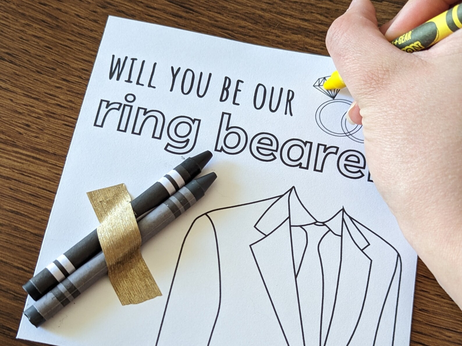 Ring Bearer Proposal Coloring Card: Wedding Party Request (PDF ...