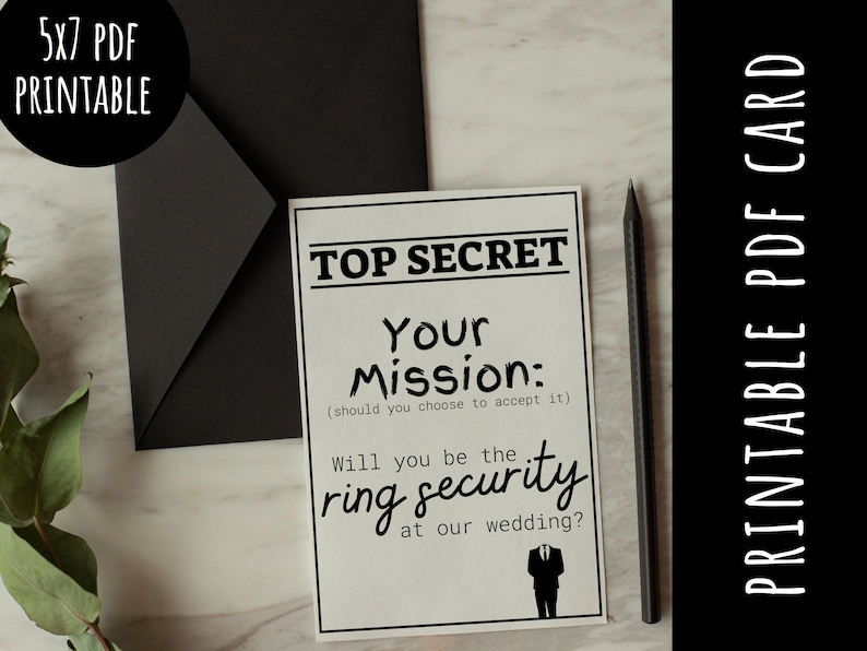 Ring Security Top Secret Mission Card Printable | INSTANT DOWNLOAD - Etsy