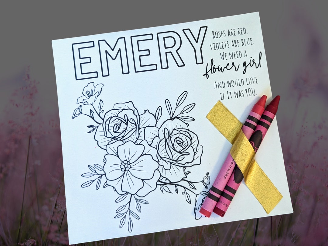 Flower Girl Proposal Coloring Card TEMPLATE - Etsy