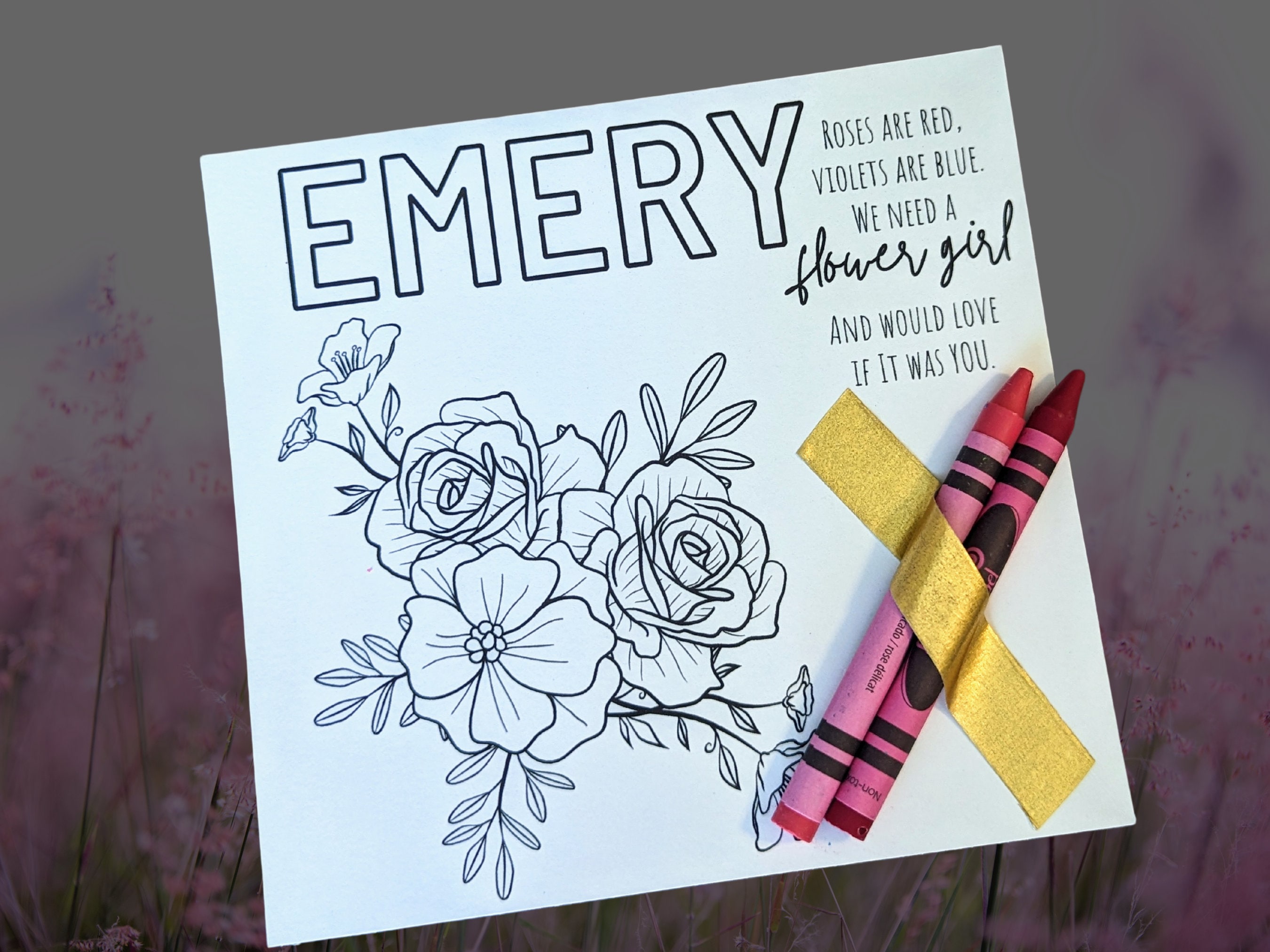 Flower Girl Proposal Coloring Card TEMPLATE - Etsy