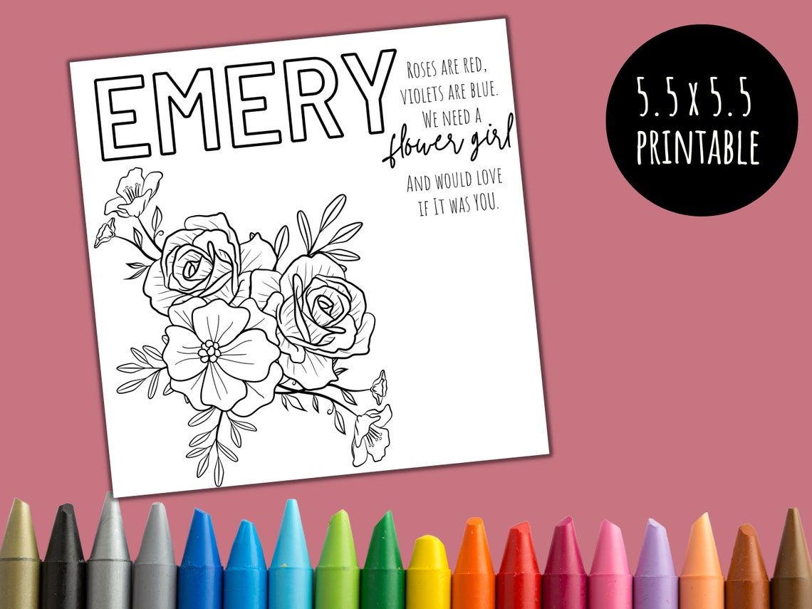 Flower Girl Proposal Coloring Card - TEMPLATE - Etsy