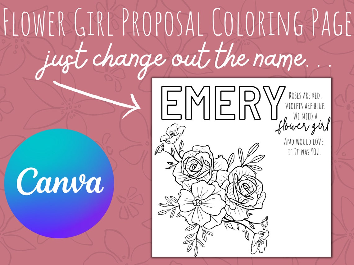 Flower Girl Proposal Coloring Card - TEMPLATE - Etsy