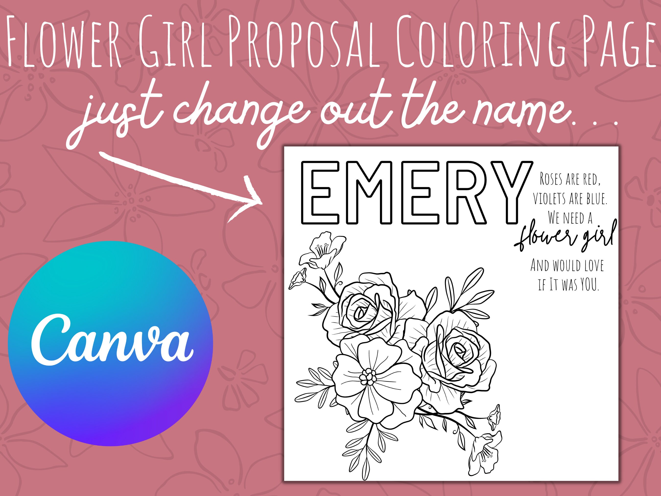 Flower Girl Proposal Coloring Card - TEMPLATE - Etsy