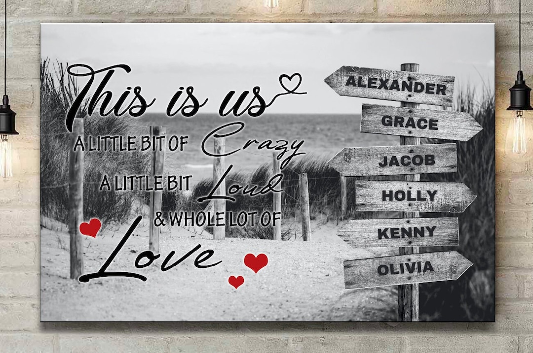 Personalised up to 8 Names / Dates on Street Sign Canvas Wall Art Print ...