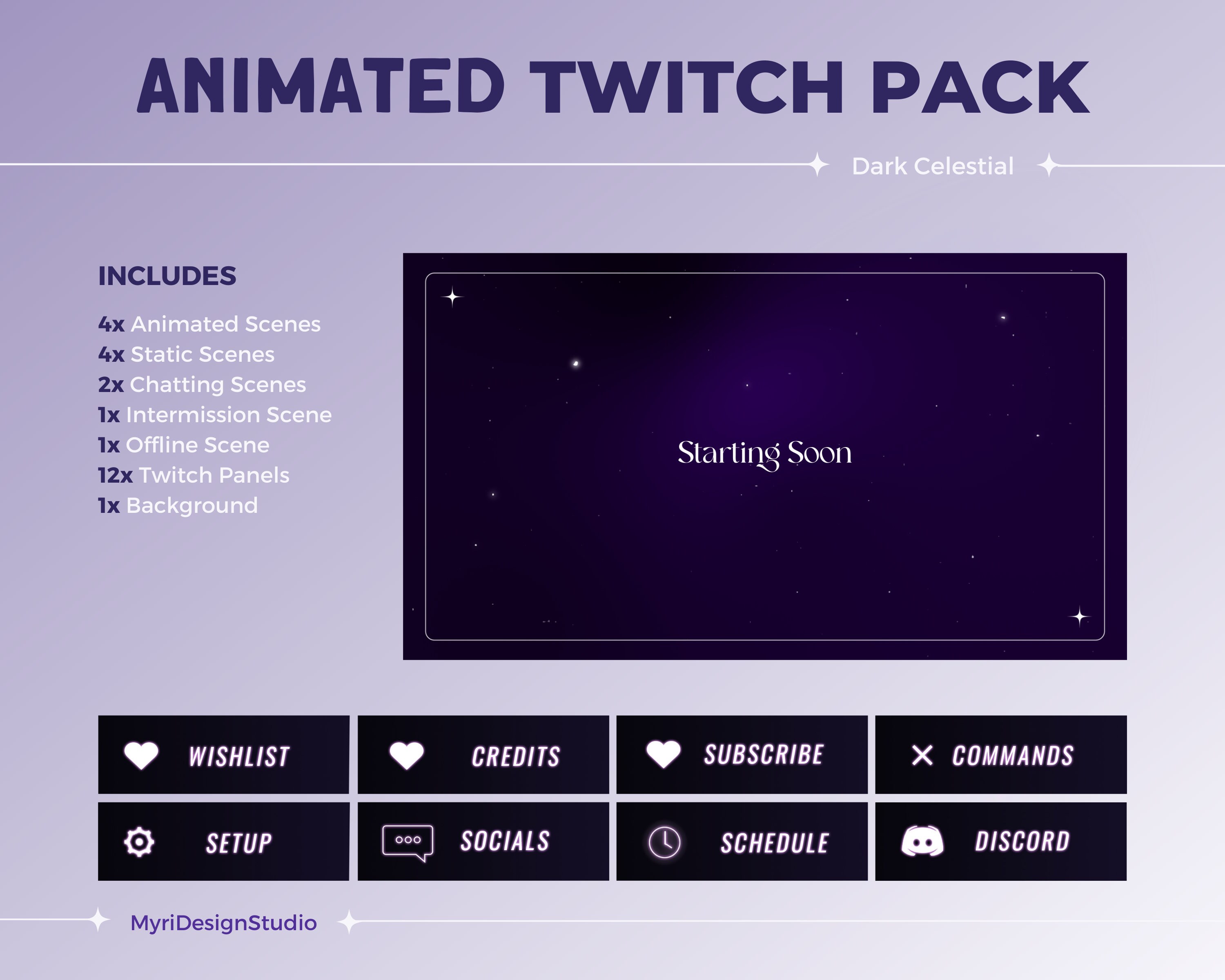 Dark Purple Animated Twitch Pack Overlays, Twitch Panels, Scenes ...