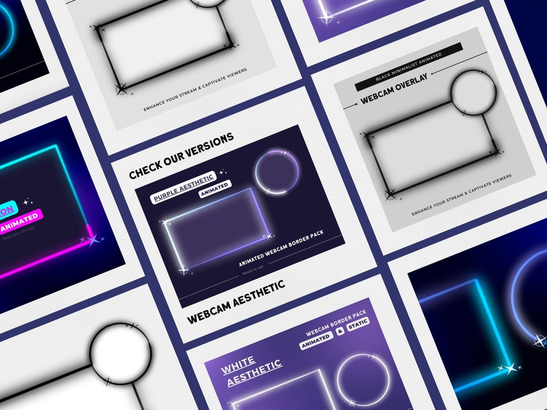 Animated Neon Blue Webcam Overlay Pack | Aesthetic Facecam Twitch ...