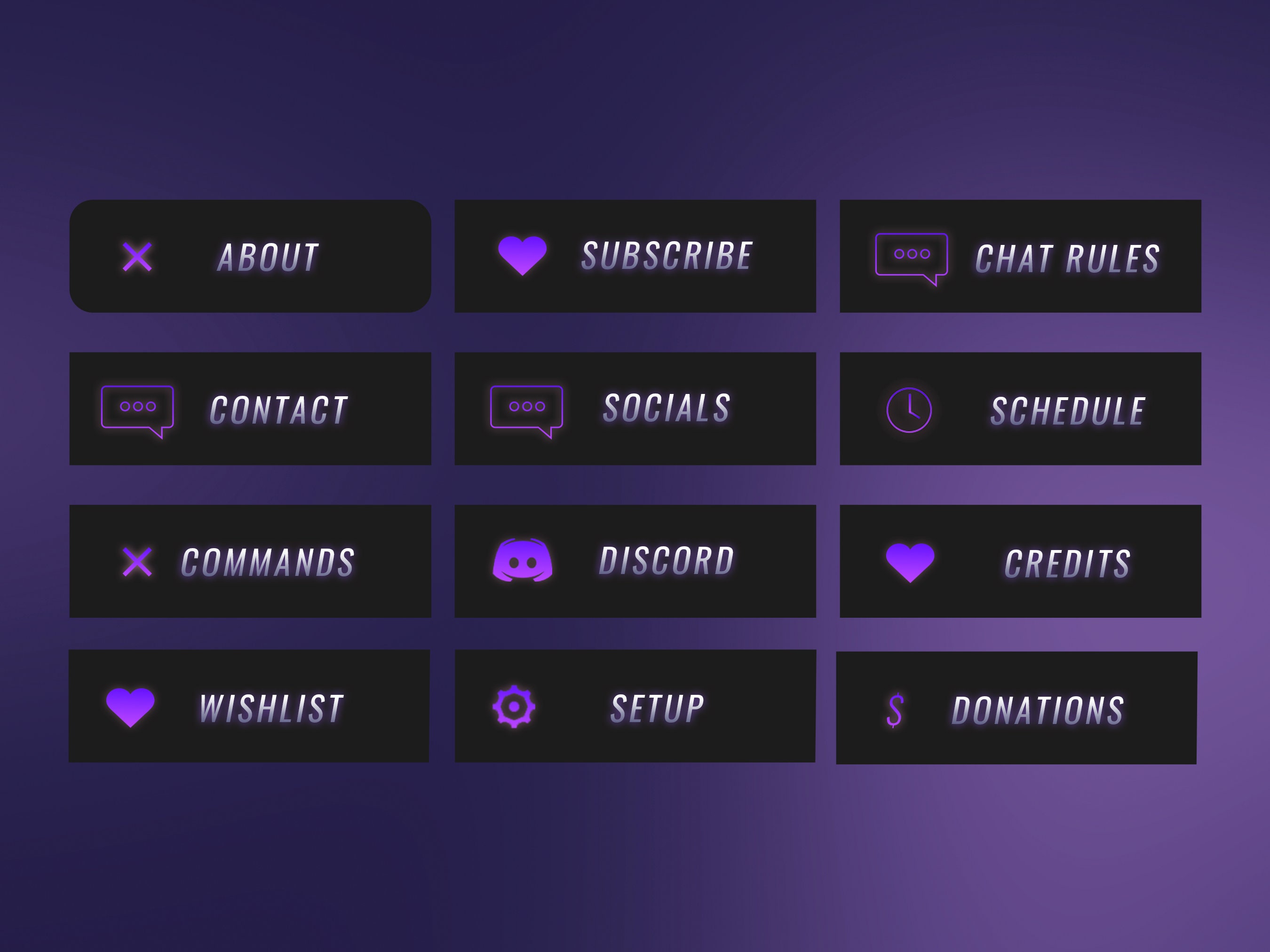 12 Pack Twitch Panels Purple Aesthetic Stream Panels | Aesthetic Twitch ...