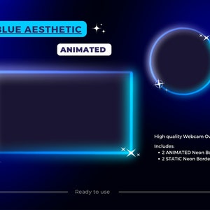 Animated Neon Blue Webcam Overlay Pack | Aesthetic Facecam Twitch ...