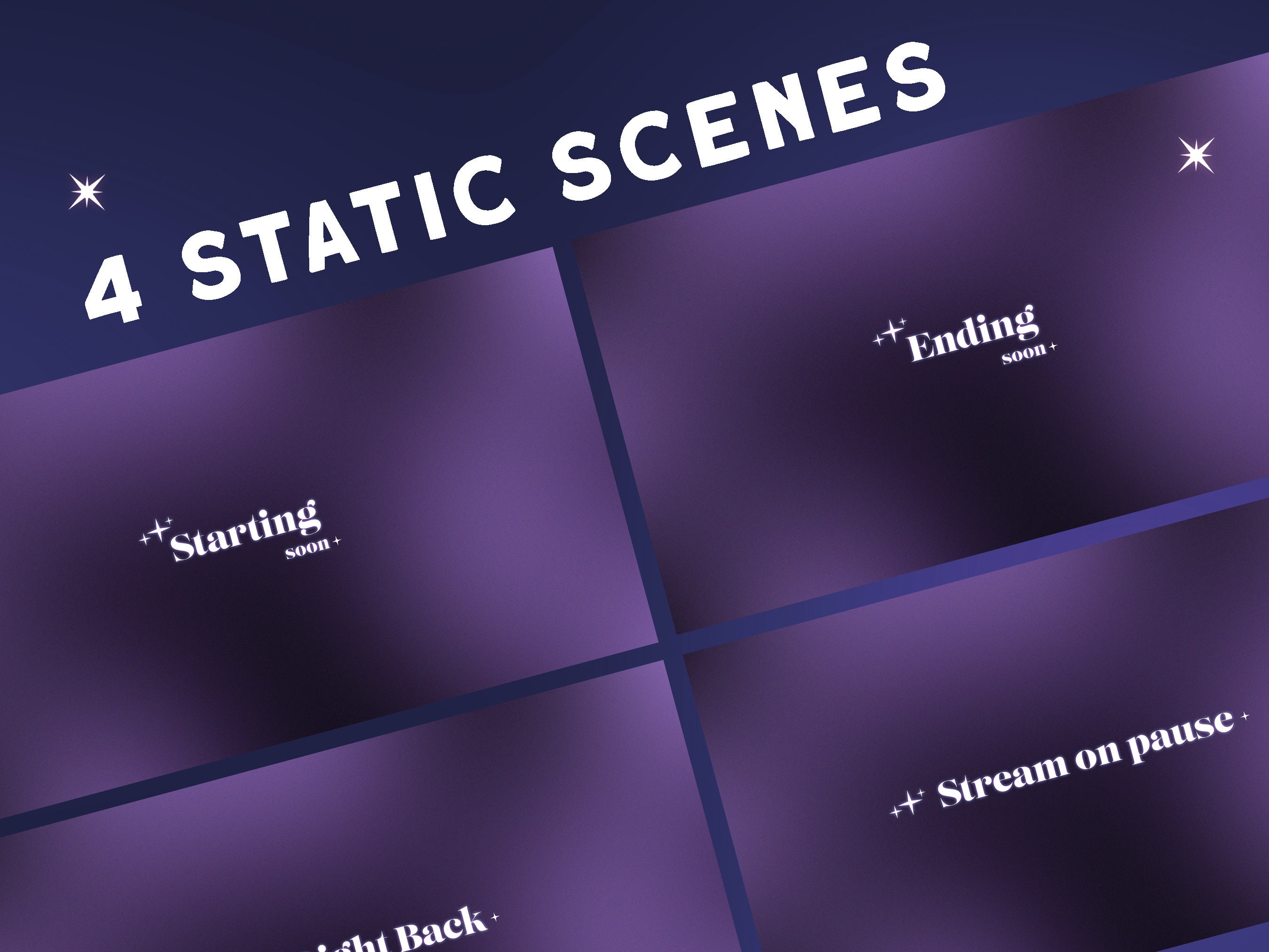 Aesthetic STATIC Twitch Pack Dreamy Purple Streamer Package 1 Overlays ...