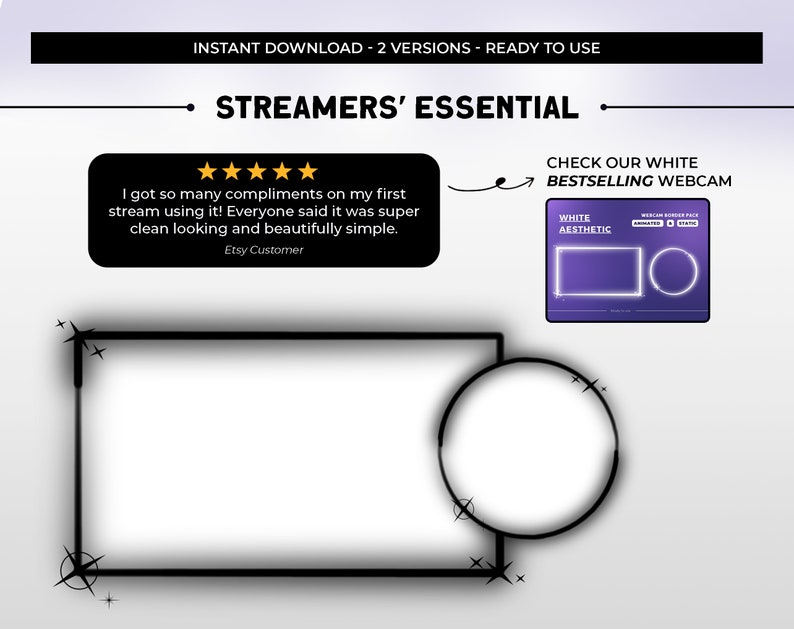 Black Animated Webcam Border Stream Overlay Twitch Youtube Facecam ...