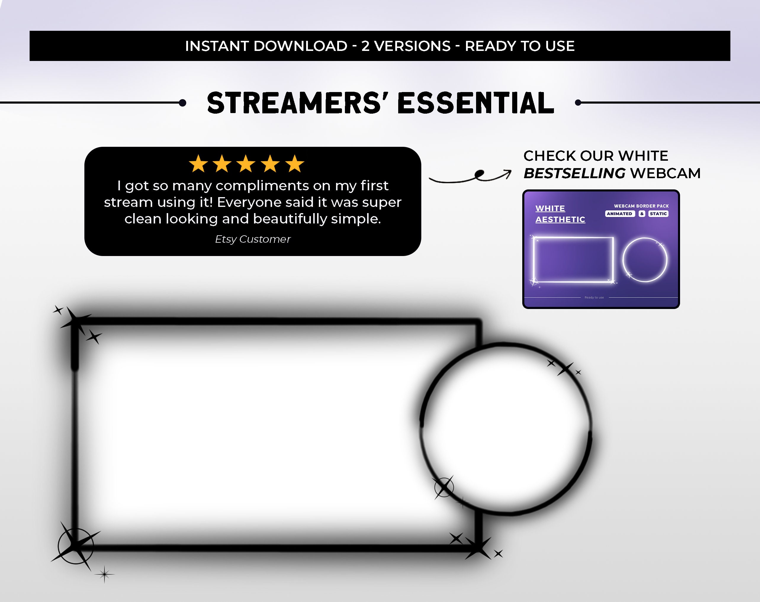 Black Animated Webcam Border Stream Overlay Twitch Youtube Facecam ...