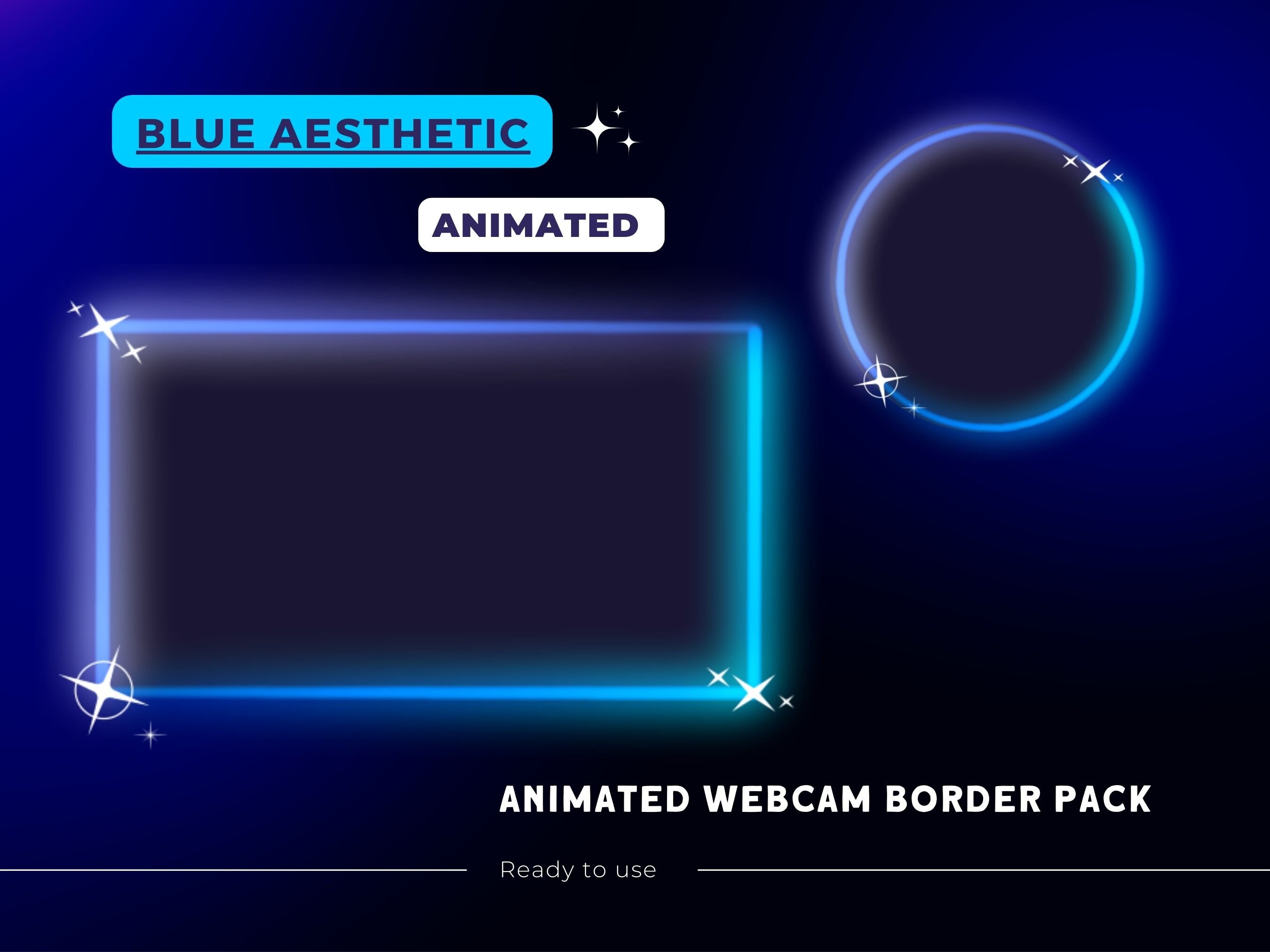 Animated Neon Blue Webcam Overlay Pack | Aesthetic Facecam Twitch ...