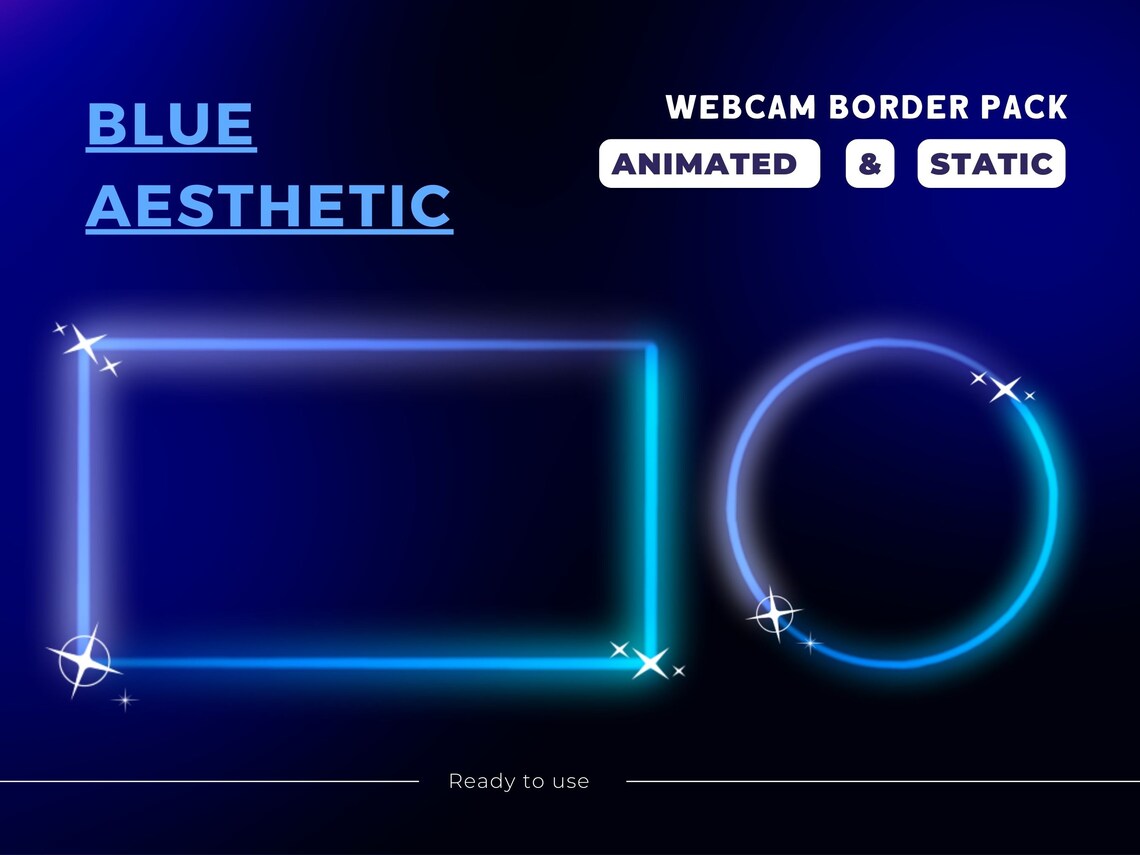 Animated Neon Blue Webcam Overlay Pack | Aesthetic Facecam Twitch ...
