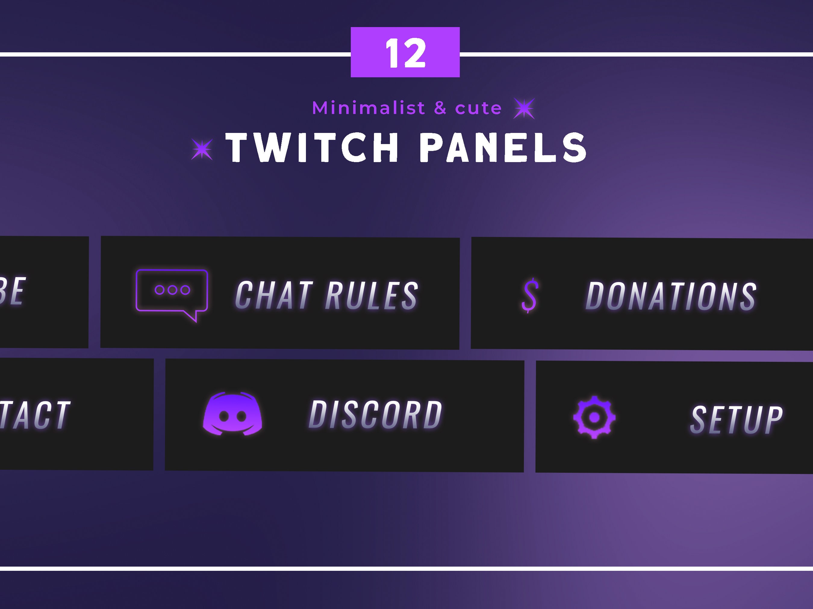 12 Pack Twitch Panels Purple Aesthetic Stream Panels Aesthetic Twitch Panels About Me, Subscribe ...