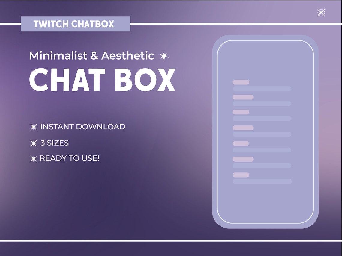 Pastel Minimal Twitch Chatbox: Streamer Overlay (3 Sizes) (PNG) - Etsy