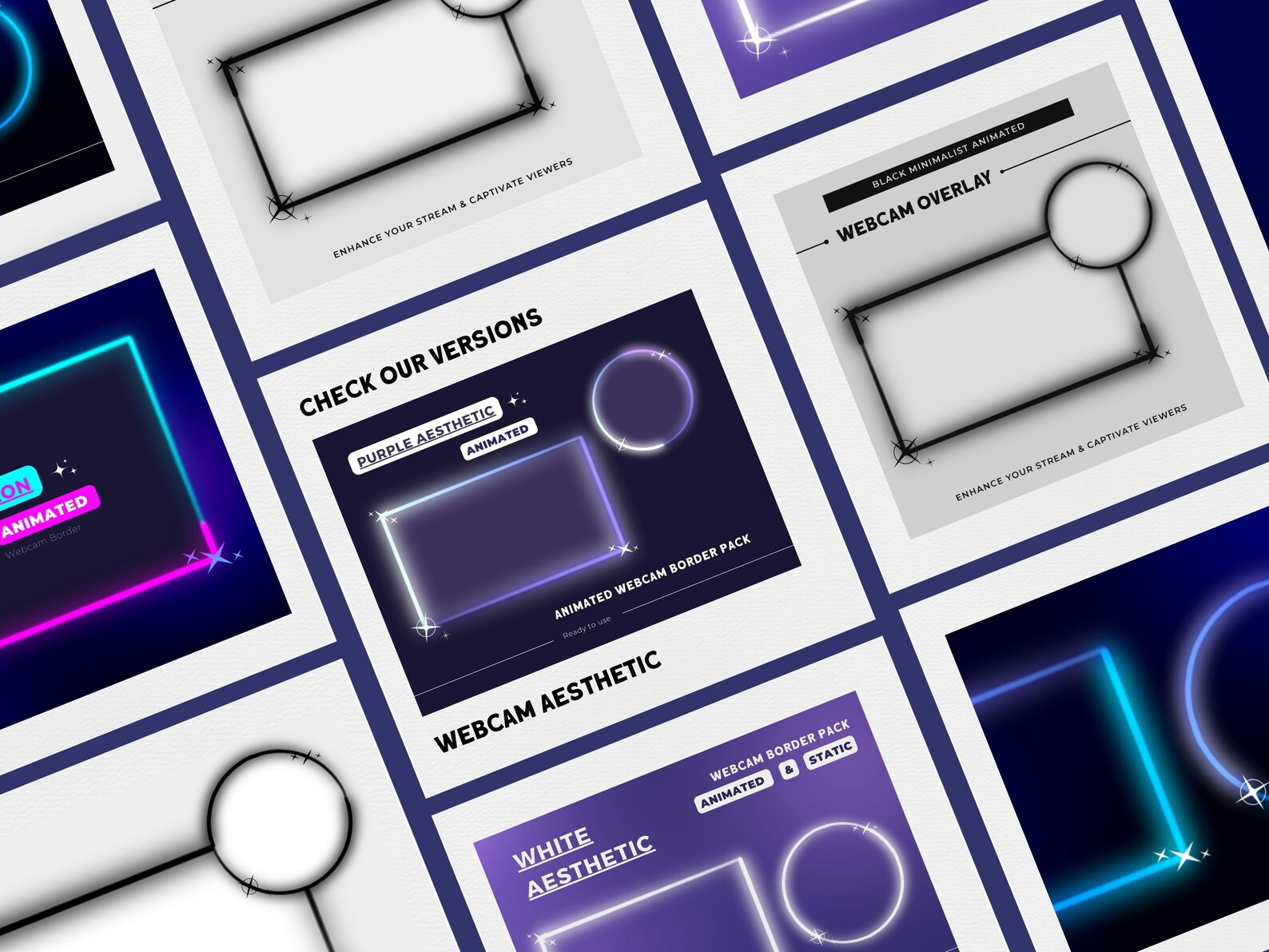 PASTEL PURPLE Animated Neon Webcam Frame | Aesthetic Facecam Twitch ...