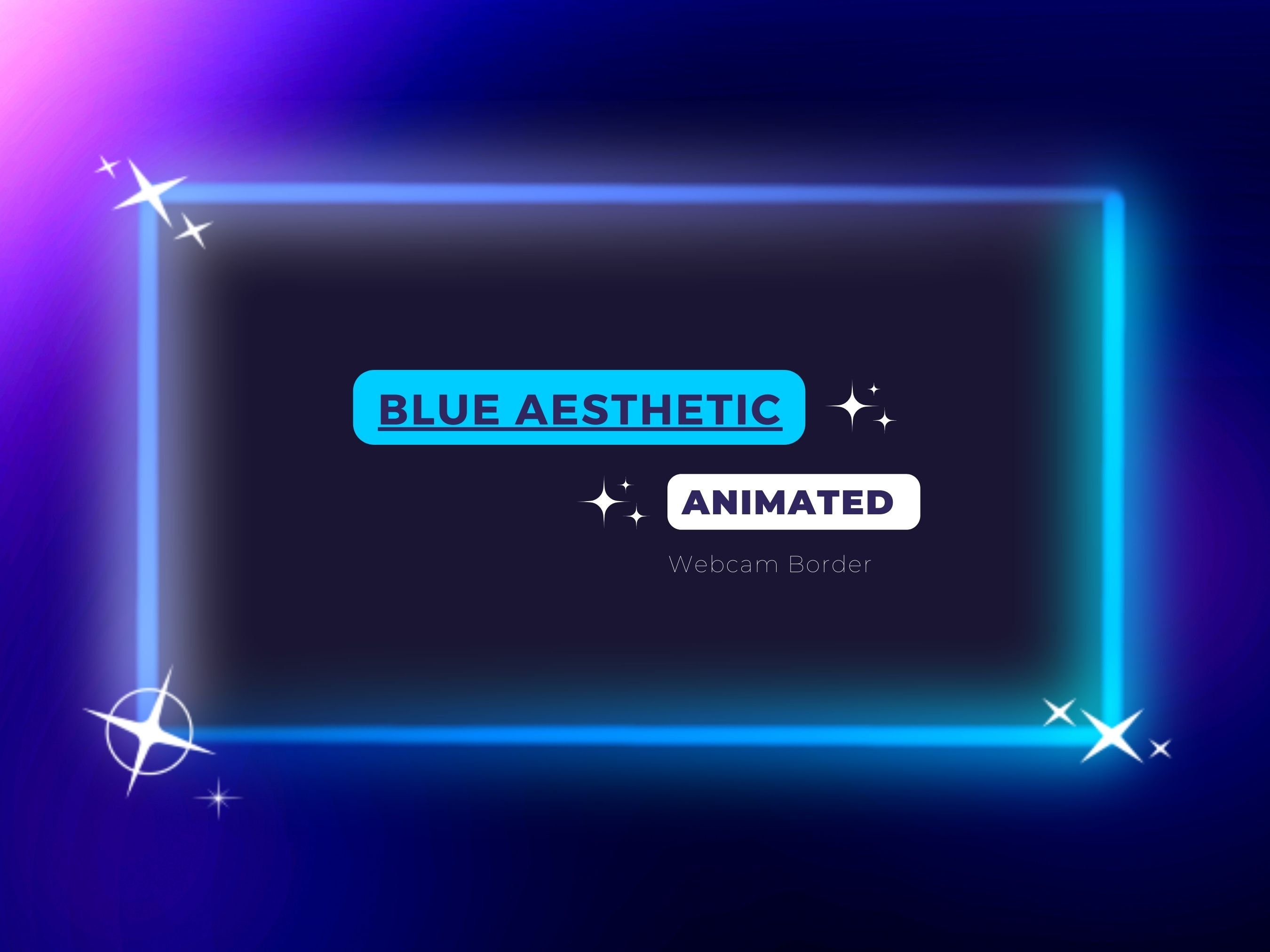 Animated Neon Blue Webcam Overlay Pack | Aesthetic Facecam Twitch ...