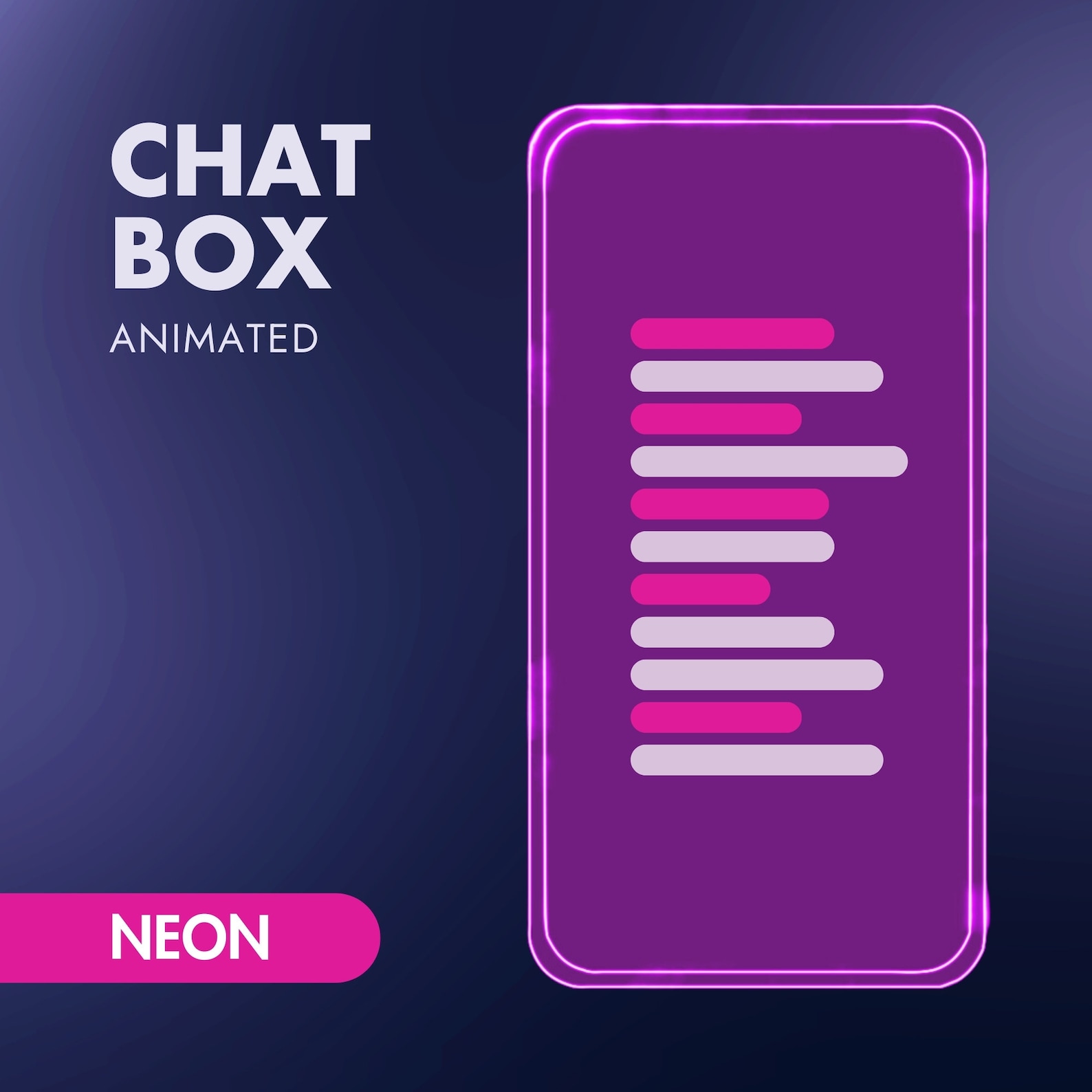 Pink NEON Minimal Aesthetic Twitch Animated Chatbox | Cute Chat Box for ...