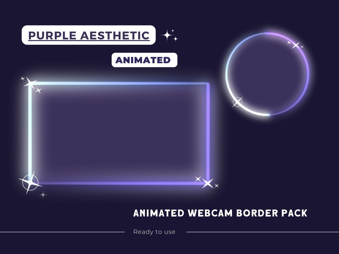 Pastel Purple Animated Neon Webcam Frame: Twitch Overlay (digital ...