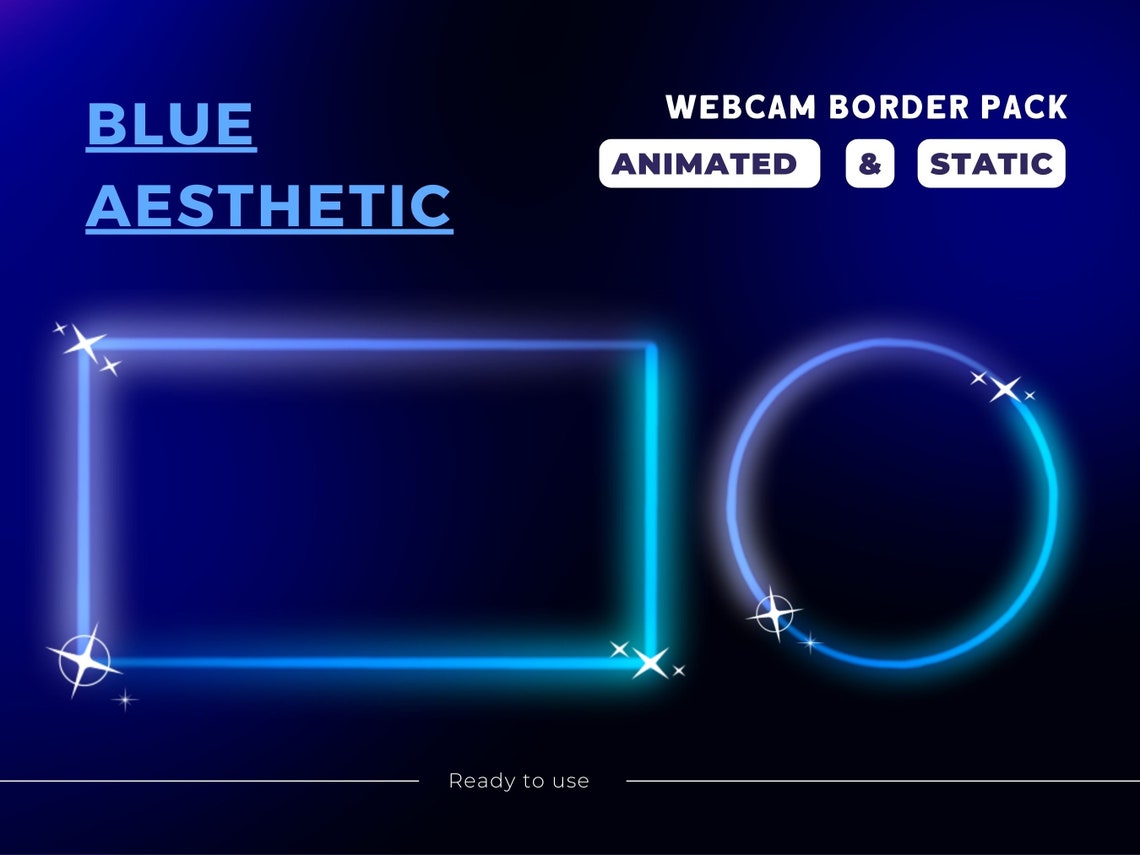Animated Neon Blue Webcam Overlay Pack Aesthetic Facecam - Etsy