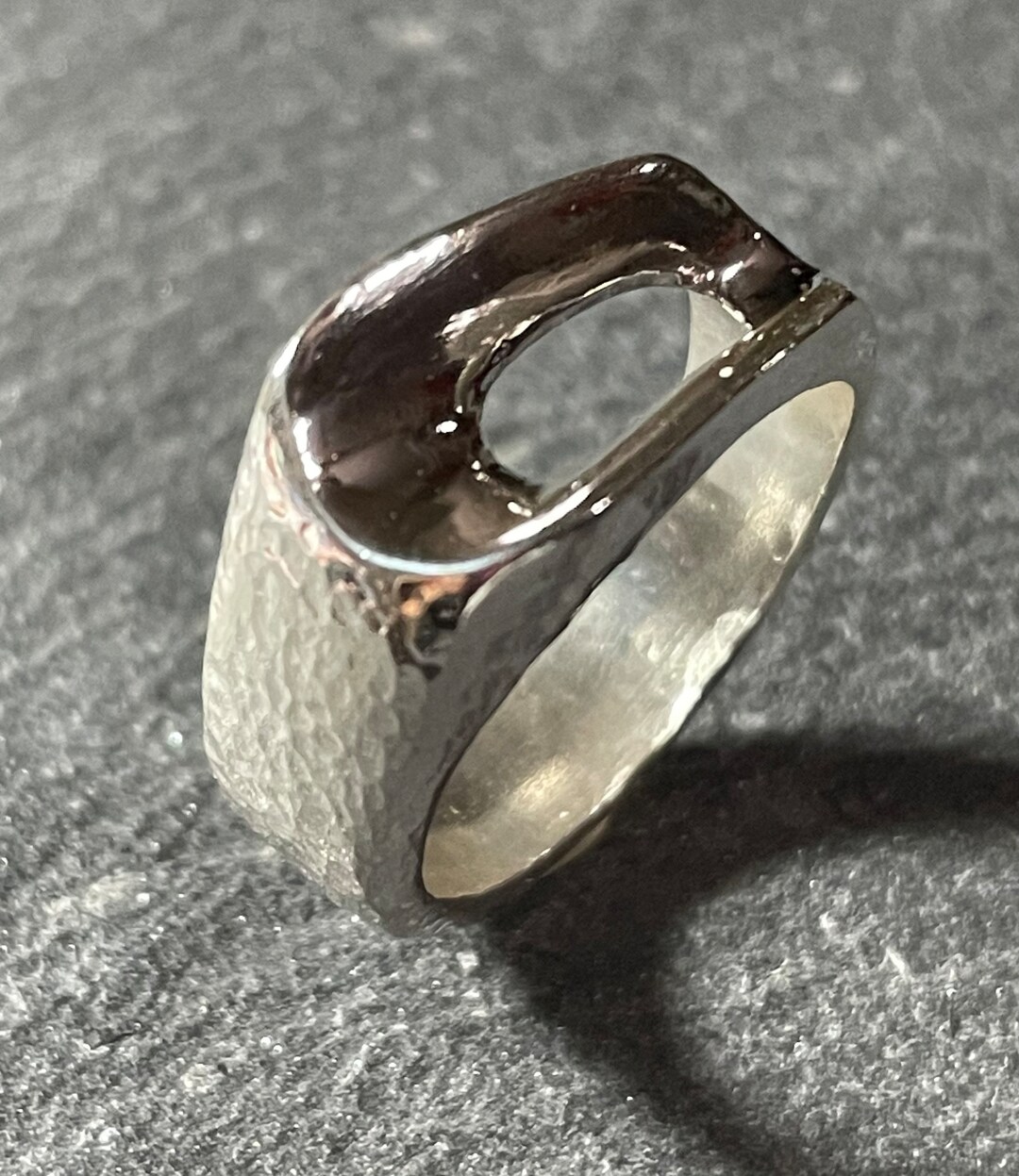 Sterling Silver Hammered Abstract Cast Ring - Etsy