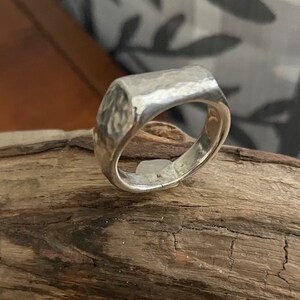 Solid Cast Sterling Silver Hammered Ring - Etsy