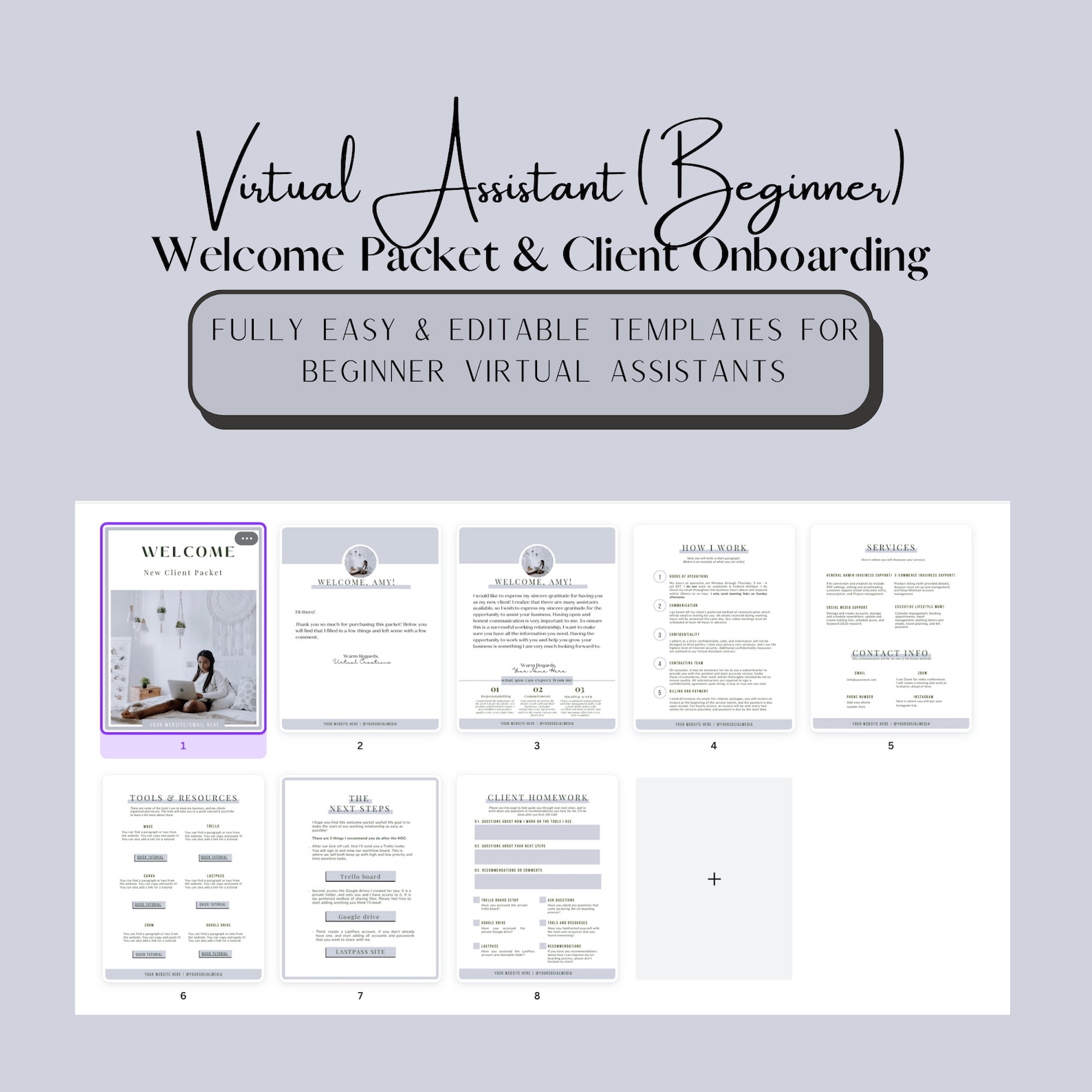 Virtual Assistant Welcome Packet | Beginner Virtual Assistant| VA ...