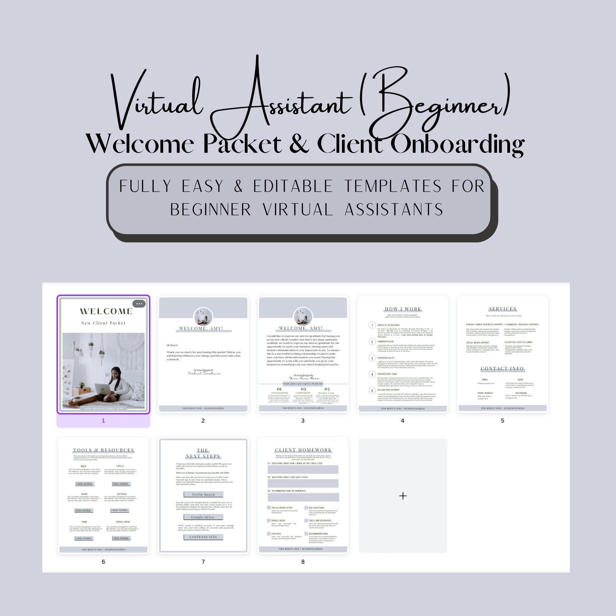 Virtual Assistant Welcome Packet | Beginner Virtual Assistant| VA ...