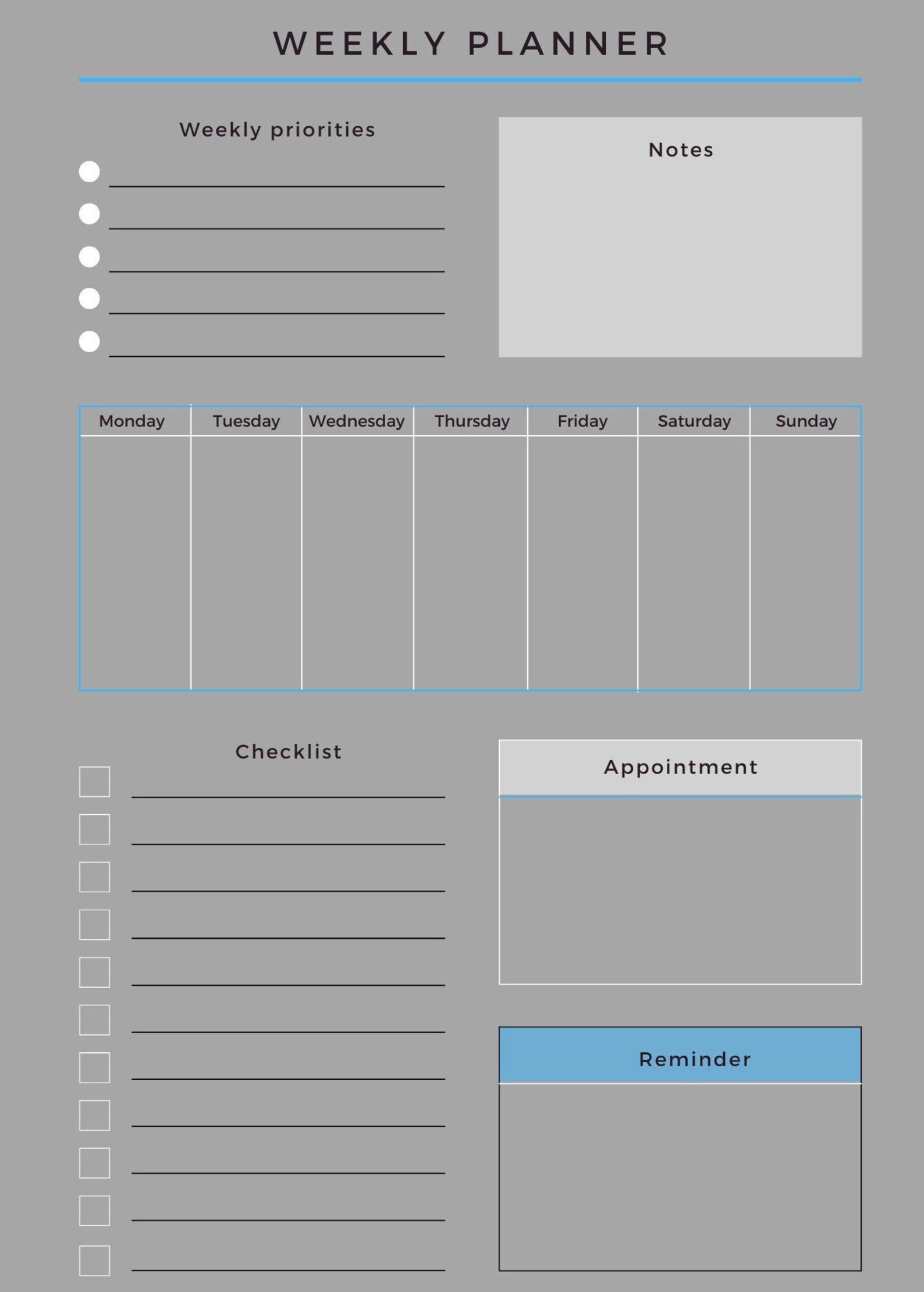 Minimalist Digital Weekly Planner for More Productivity and ...