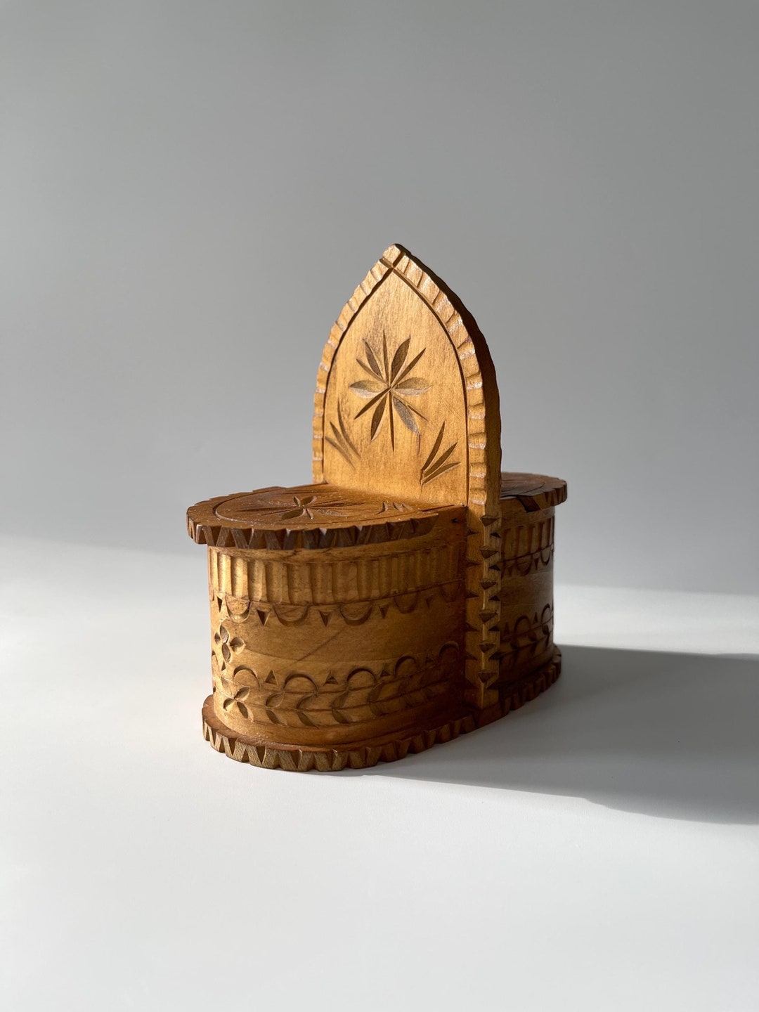 Vintage Hand Carved Double Salt Box - Etsy