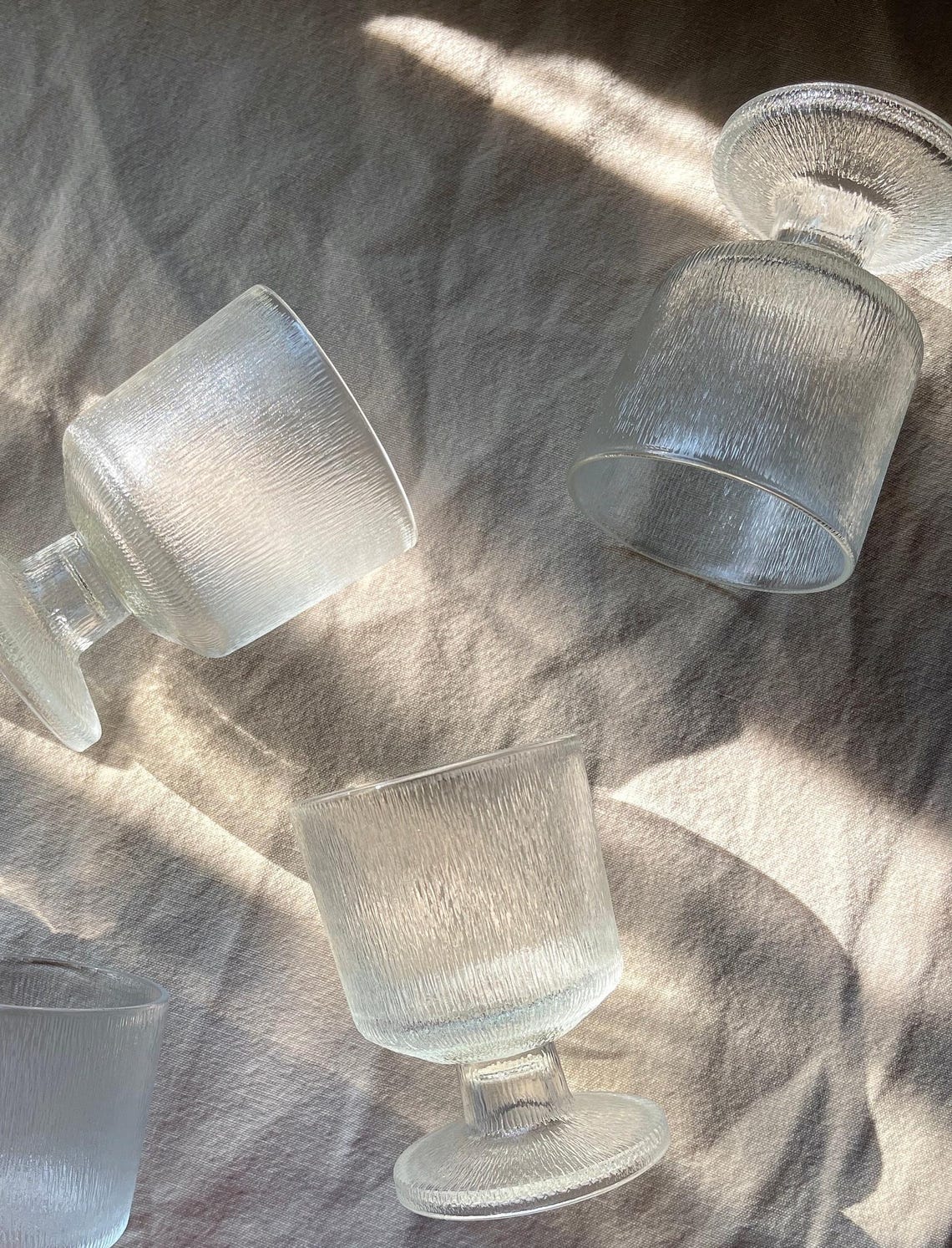 Vintage Small Ribbed Stemmed Glasses - Etsy