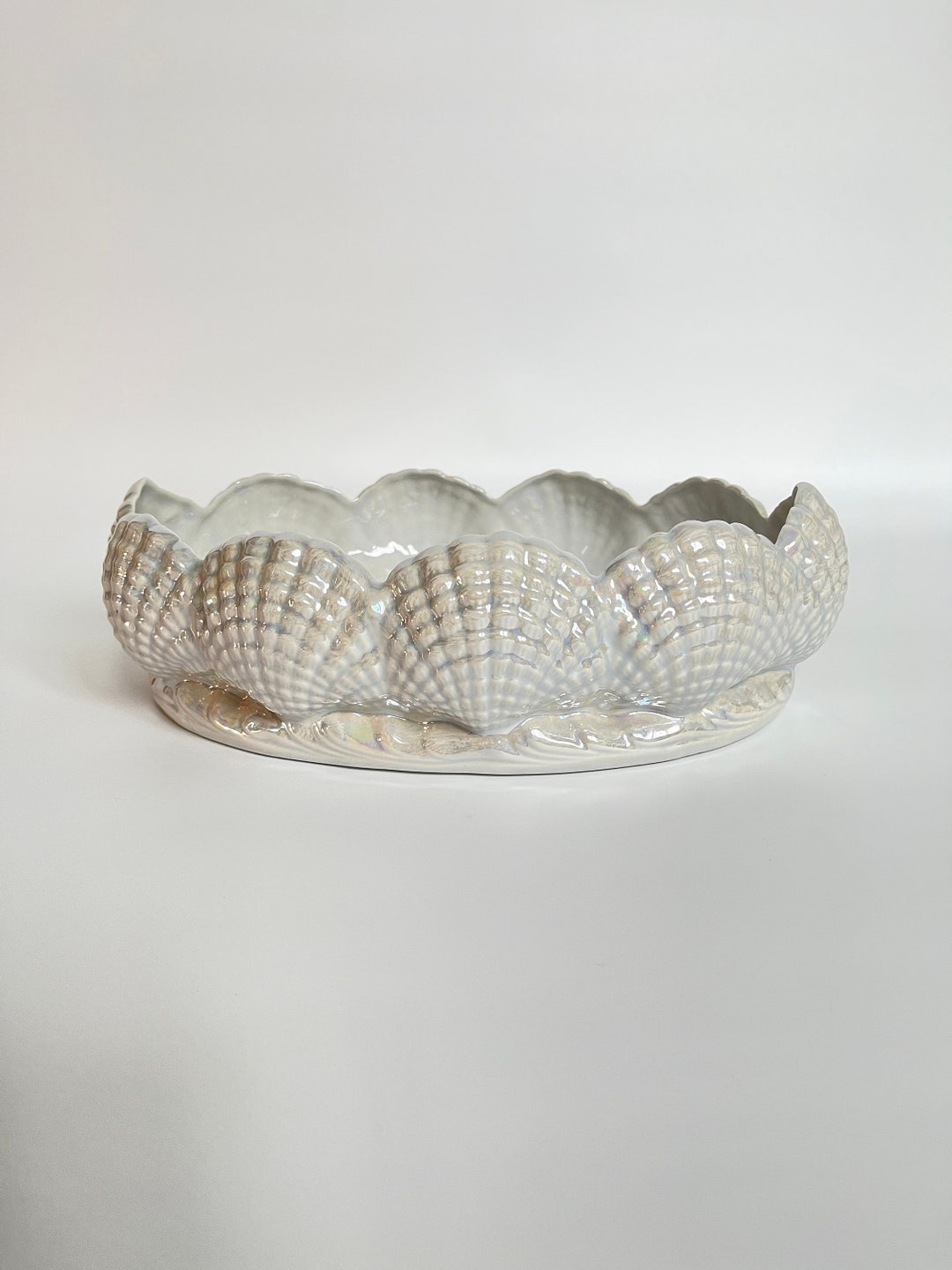 Vintage Lustre Scallop Shell Jardiniere / Cache Pot - Etsy