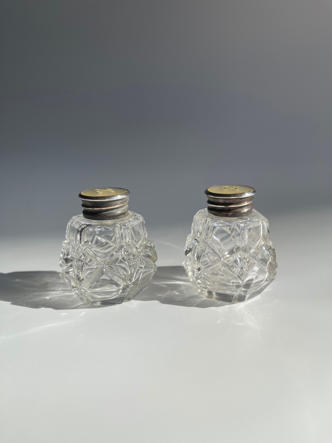 Vintage Sterling Crystal MOP Salt and Pepper Shakers - Etsy
