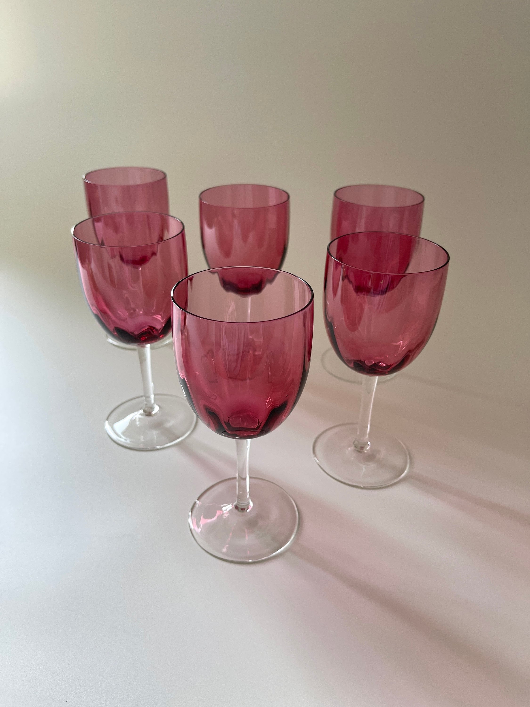 Antique Cranberry Crystal Wine Glasses Etsy
