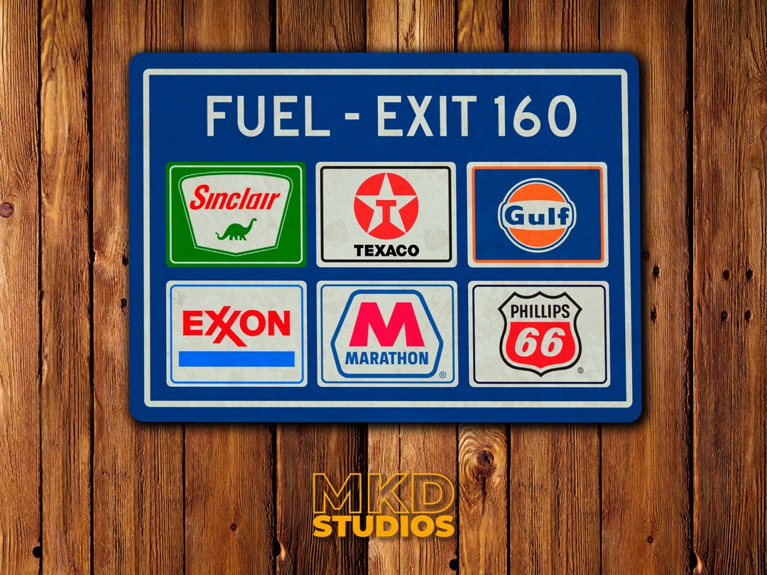 Highway Fuel Service Station Sign, Sinclair, Texaco, Gulf, Exxon - US ...